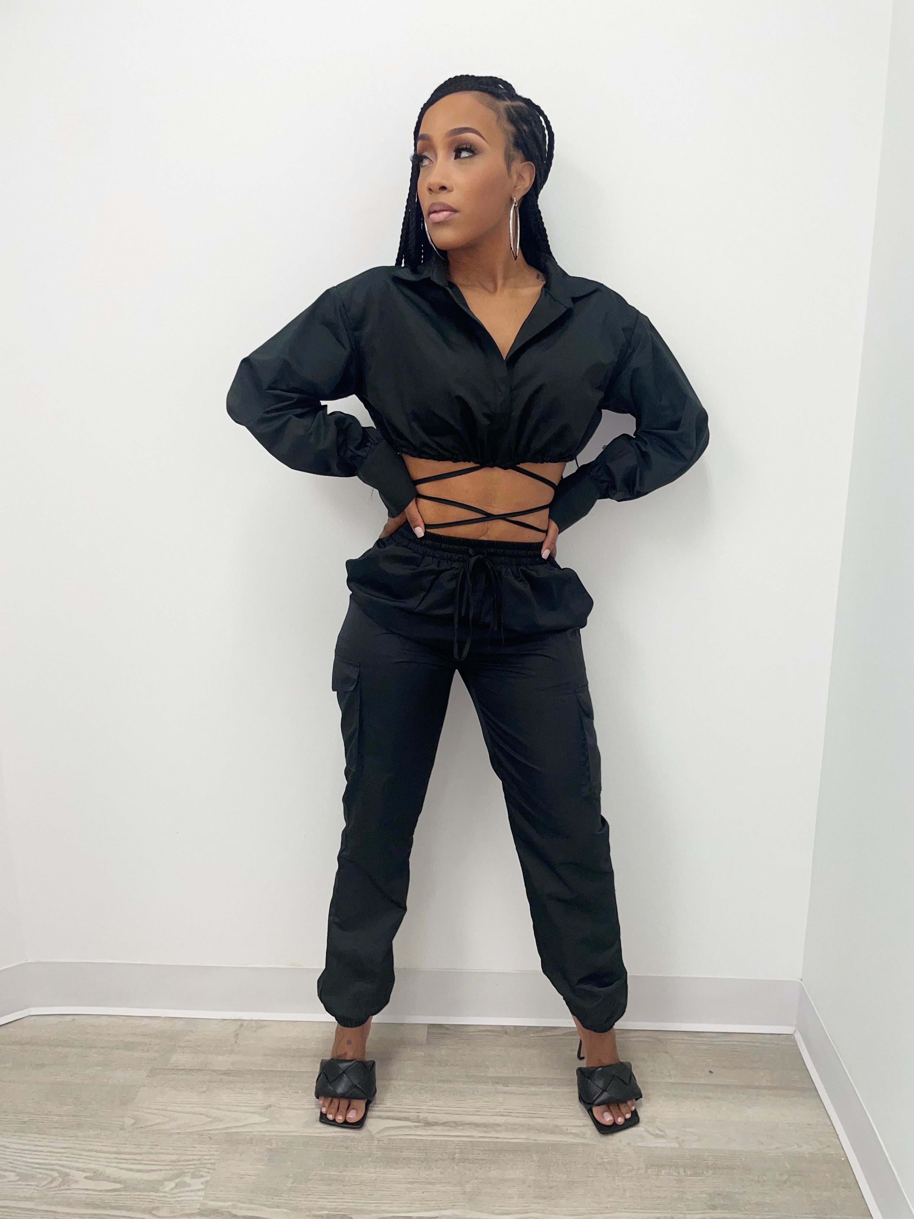 Kris Cross Track Suit Set-Black – tmariecouture
